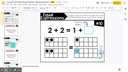 Equal Expressions First Grade Math Activity for Google Slides | TPT