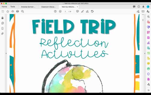 Field Trip Reflection by Lit By Learning | TPT