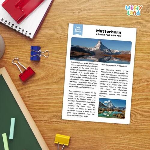 Matterhorn Landmark Reading Passages and Worksheet Activity by Wuffyland