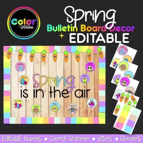 Spring/Easter Bulletin Board or Door Decor - EDITABLE by Color Nation ...