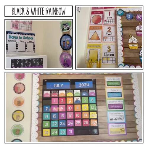Monochrome Rainbow Classroom Decor Bundle | Black and White Decor