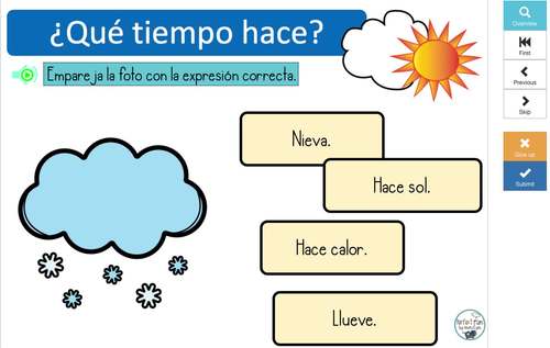 WEATHER | SPANISH DIGITAL CARDS | BOOM CARDS by Perfect Plans by Marilyn