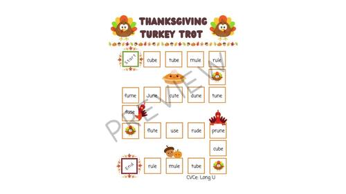 Thanksgiving Board Game: Phonics Fluency Game! | 14 Phonics Skills Included