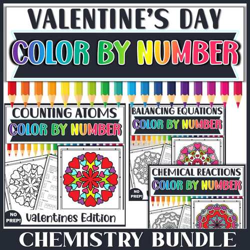 Valentine's Day Chemistry Color by Number Bundle | Valentines Science ...
