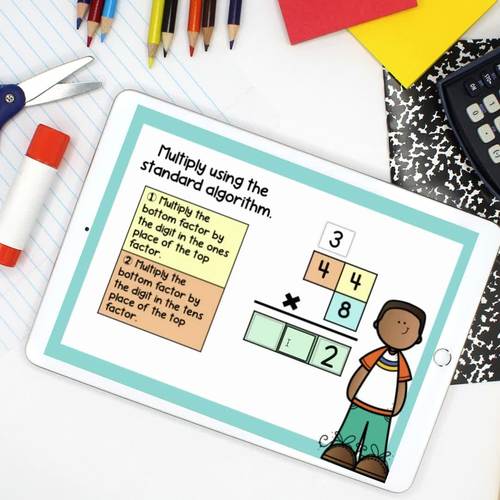 2 Digit by 1 Digit Multiplication Boom Cards | Digital Task Cards