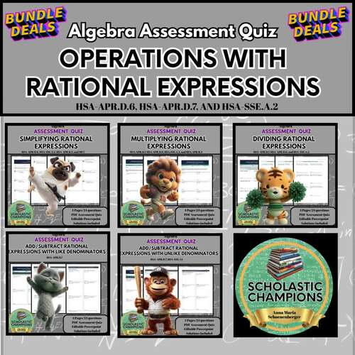 OPERATIONS WITH RATIONAL EXPRESSIONS - Algebra Assessment Quiz BUNDLE