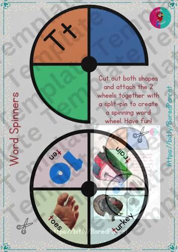 Vocab Word Spinners for Kindergarten. Letter T by Bored Parrot | TPT