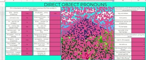 Spanish Direct Object Pronouns Digital Mystery Picture | Spanish Pixel Art