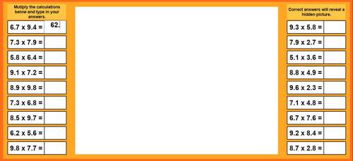 Mystery Digital Pixel Art NO PREP - Pumpkin Decimal Multiplication Google