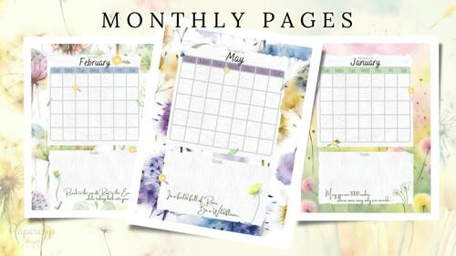 Day Planner Printable Download Dandelion Themed Weekly Monthly Yearly ...