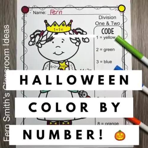 Halloween Color By Number Division by Fern Smith's Classroom Ideas