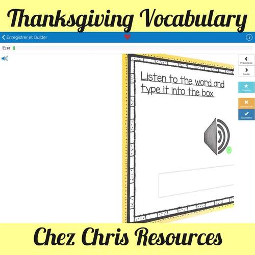 Thanksgiving Vocabulary with Boom™ Cards : Listen and write - Deck 5