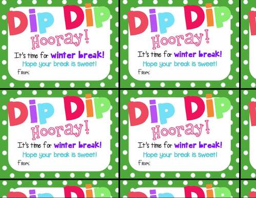 Fun Dip/ Dip Mixes Winter Holiday (Christmas) Treat Tag- Dip Dip Hooray!