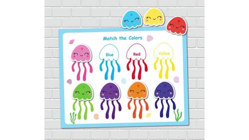Jellyfish Color Matching Activity for Kids, Toddler Color Printables