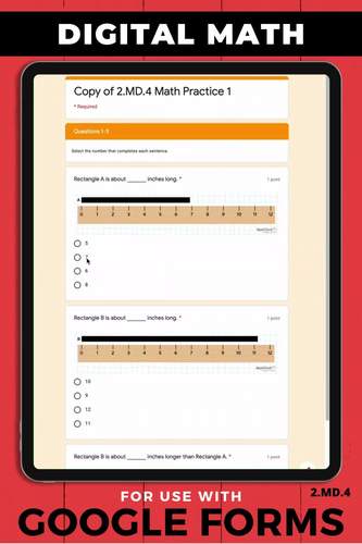 Time, Measuring Length, Money Graphs 2nd Grade Google Form Math Quizzes