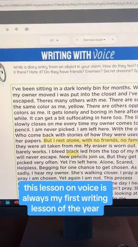 Paragraph Writing Prompts Writer's Workshop Lesson on Voice with VIDEO