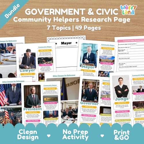 Government and Civic Community Helpers Worksheets Bundle | Civics & Law ...