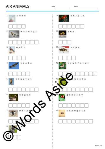 English Vocabulary Worksheets Cards Crossword Word Search Anagram AIR ...