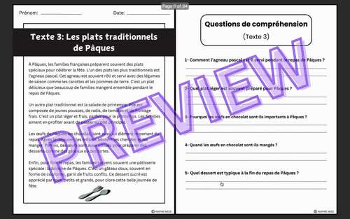 French Easter (Pâques) / Reading Comprehension: 10 Texts + Questions ...