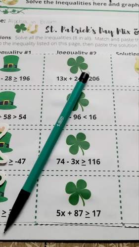 St. Patrick's Day Math Mix and Match // Solving Algebraic Two step ...