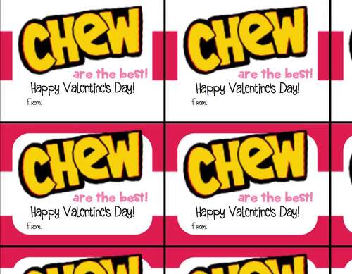 Chewy Granola Bar Valentine's Day Gift Tag- Chew are the best! Happy ...