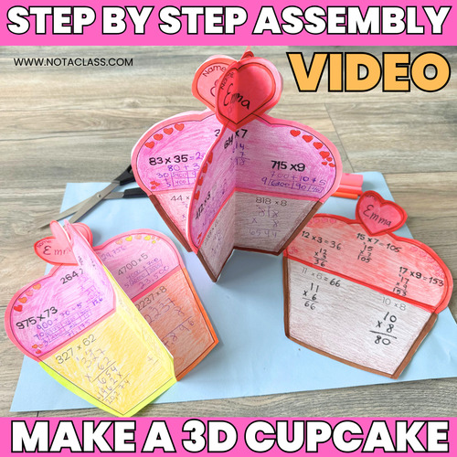 3D Cupcake Assembly Video for Students | February Valentine's Day Math ...
