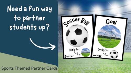 Sports Themed Partner Pair Up Cards! by HolmRoom | TPT