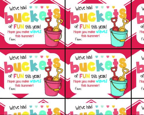 Beach Bucket (Pail) End of Year Gift Tag- We've had buckets of FUN this ...