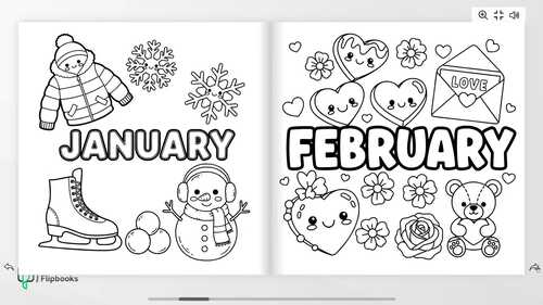 Cute Kawaii Monthly Coloring Pages / Doodle Month Printable / A Full ...