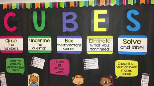 CUBES Math Strategy for Word Problems Poster Set by Caffeine Queen Teacher