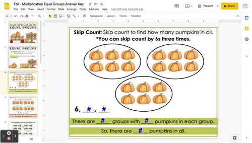 Equal Groups Multiplication / Fall Math Center / Google Classroom