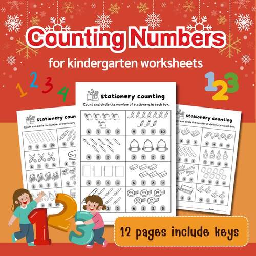 Fun stationary counting worksheets for early education, math for kids