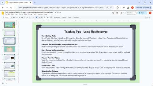 Google Slides Lessons - Alberta Health - Grade 3 - Character Development