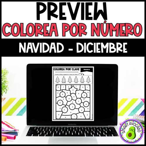 Colorea por Número Diciembre y Navidad, Spanish Christmas Color by Number