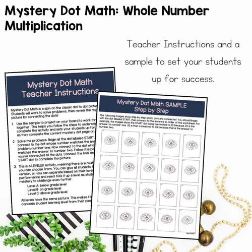Solve the Mystery Dot Math 3-Digit by 2-Digit Differentiated Multiplication