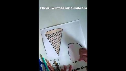 Cut and Paste Ice Cream Cone Craft Fine Motor Scissor Activity Fun Food