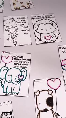 French Printable Valentine's Day Cards - Colour and Black & White Options