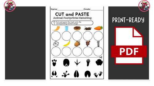 World Animals Day Animals Footprints Matching | Cut & Paste Activities