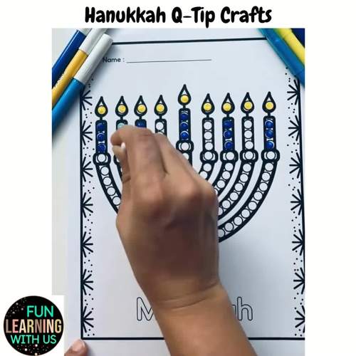 Hanukkah Q Tip Painting | Dot It Fine Motor Skill December Activities