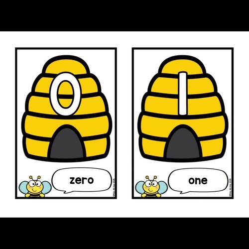 Bee Hive Number Flashcards | Number Recognition 0-20 Flash Cards