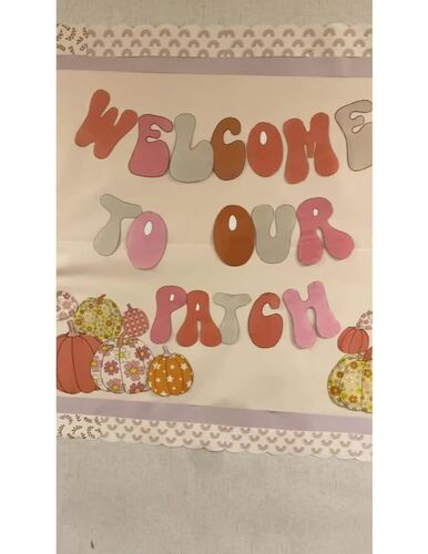 Groovy Retro Fall Bulletin Board "Welcome to Our Patch" Pumpkins