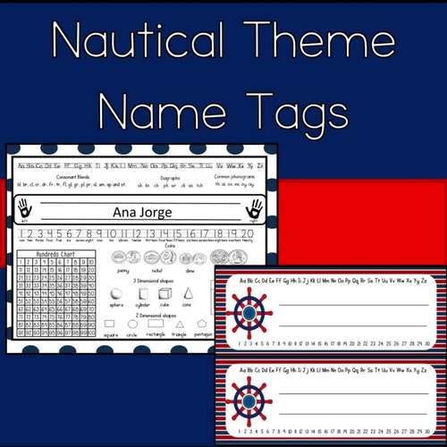 Editable Name Tag - Nautical Theme by Ana's Teaching Corner | TPT