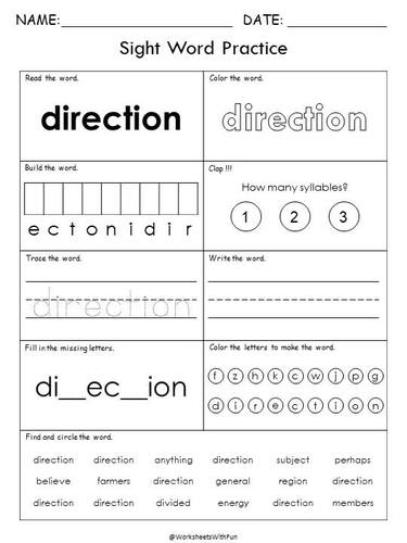 Sight Words Worksheets, Fry Sixth Hundred Practice, High Frequency ...