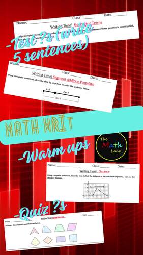 Math Writing Time! Geometry (ESL/TELPAS examples) by The Math Lane