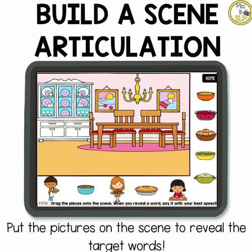 Thanksgiving Articulation Build a Scene - Digital Boom Cards by Miss B SLP