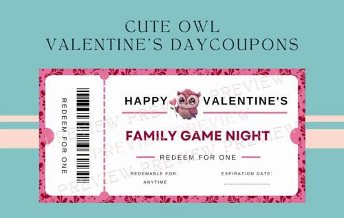 Cute Owl Valentine's Day Coupons by Curiosity Academy | TPT