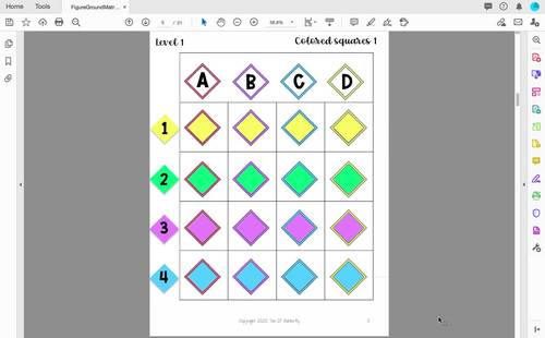 Digital Matrix Game Boards: Figure Ground & Visual Scanning for Teletherapy
