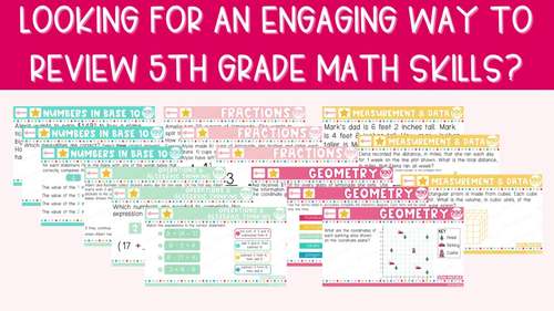 BUNDLE Math Review Jeopardy Game - NO PREP 3rd, 4th, & 5th Grade TEST PREP
