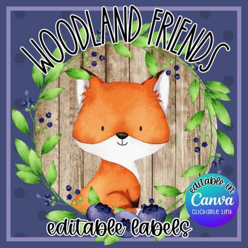 Woodland Tags and Labels | EDITABLE in CANVA | Woodland Animals Decor