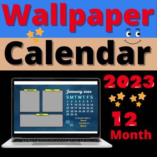 Desktop Organization Wallpaper Computer and Calendar 2023 by DadsDesigns